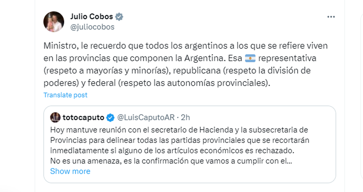 Duras respuestas de legisladores a la "amenaza de un ministro nacional ...