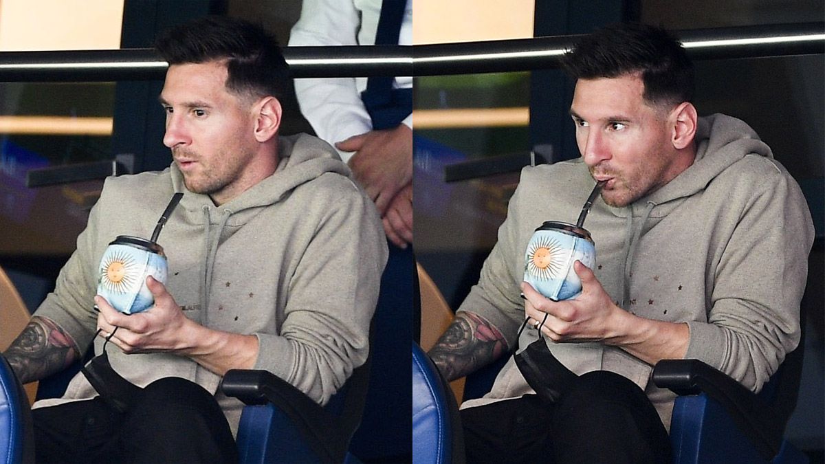 Messi, con mate en mano, gozó de la goleada del PSG