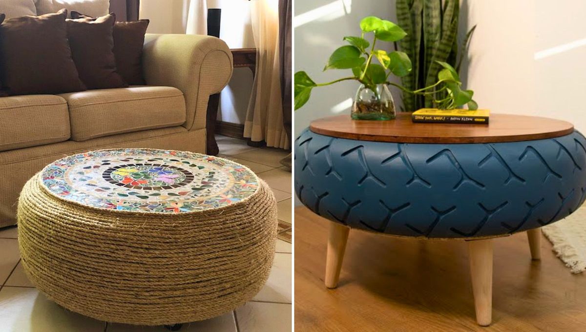 Así es cómo un viejo neumático puede convertirse en una mesa única para ...
