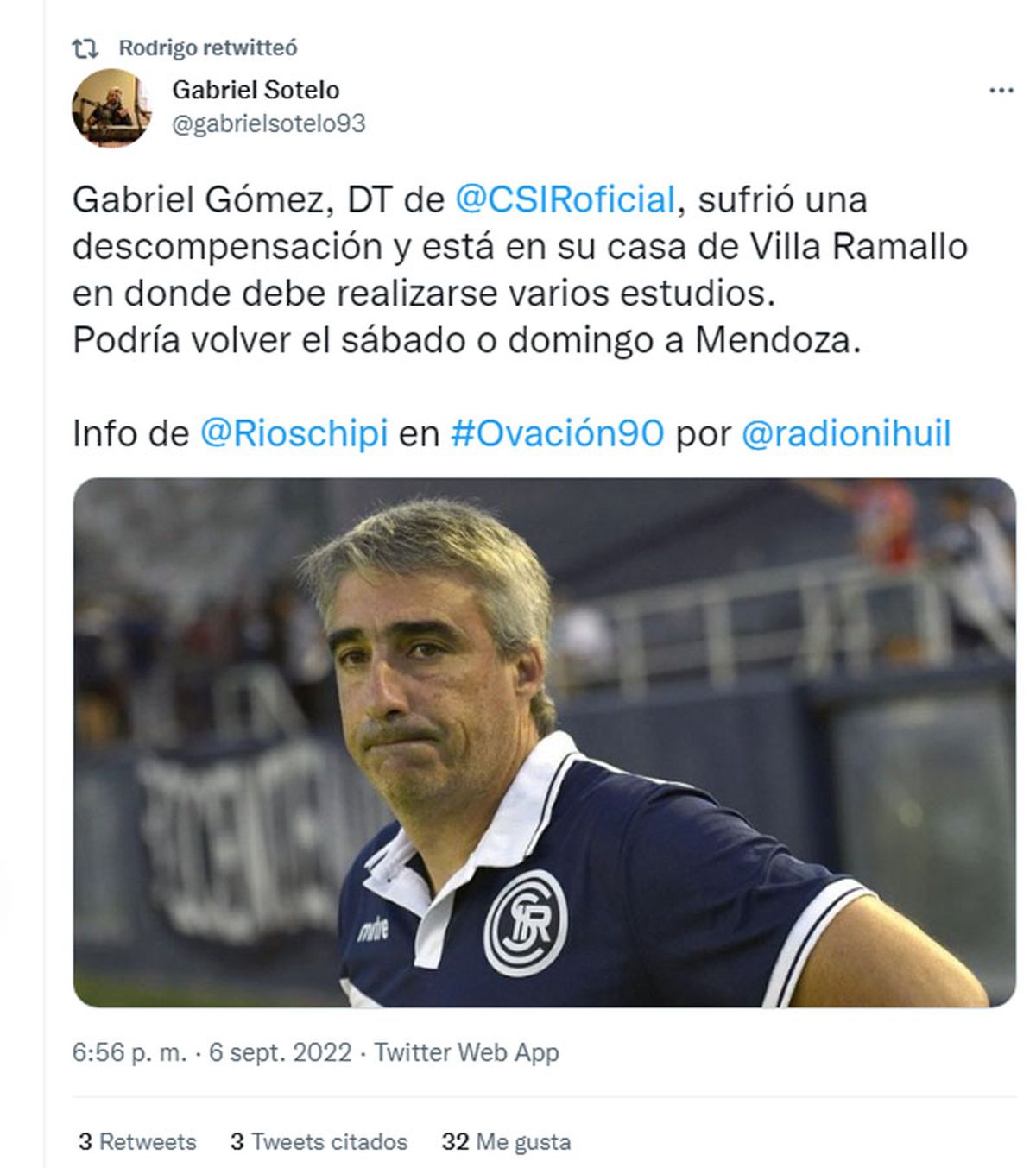 Gabriel Gómez sufrió una descompensación y hay preocupación en ...