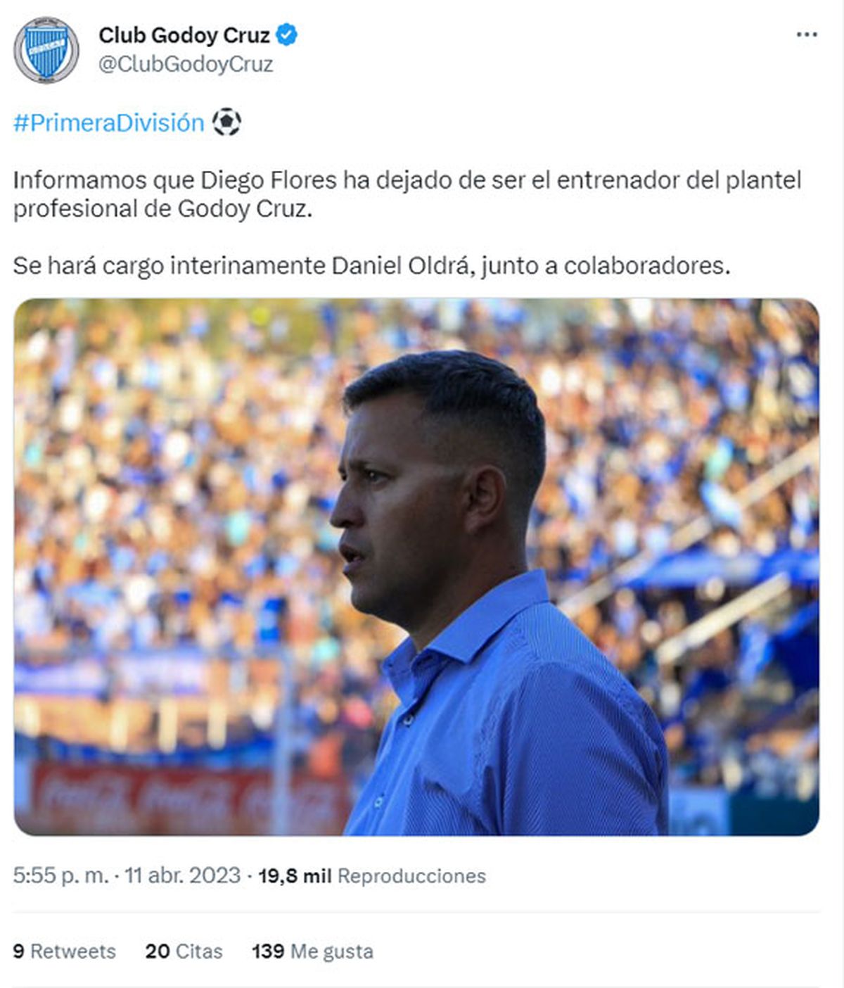 El Gato Oldrá volvió a ponerse el overol en Godoy Cruz