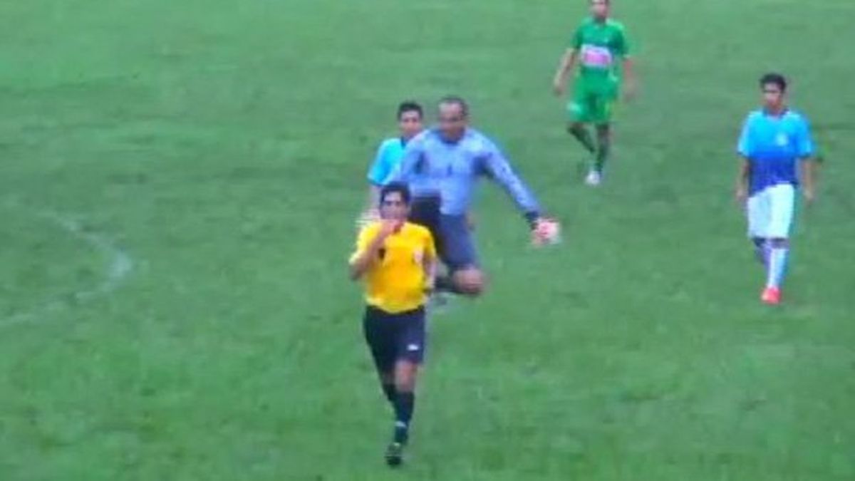 ¡Estás loco! Le dio una pata voladora al árbitro