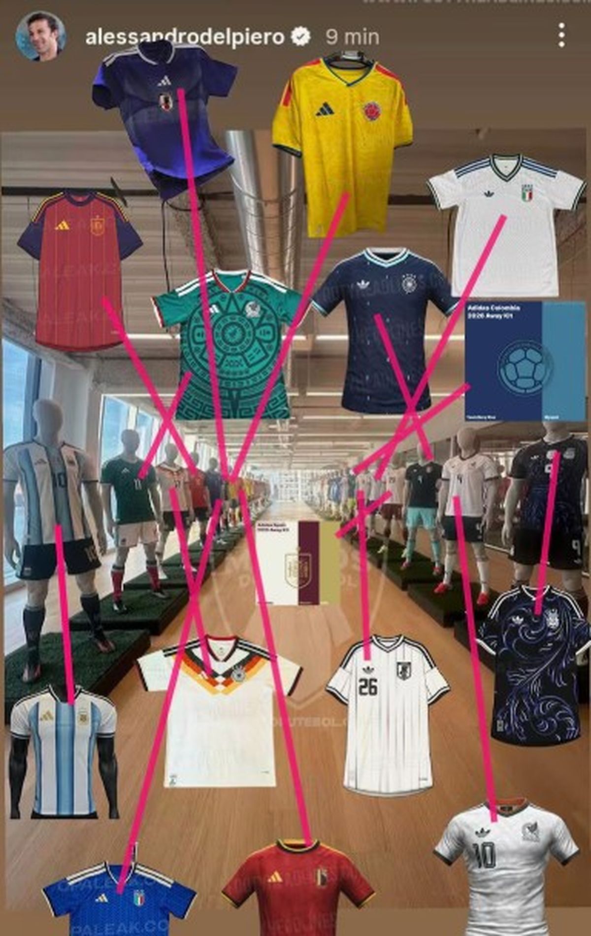 Alessandro Del Piero filtró sin querer varios diseños de las camisetas del Mundial 2026: está la ...