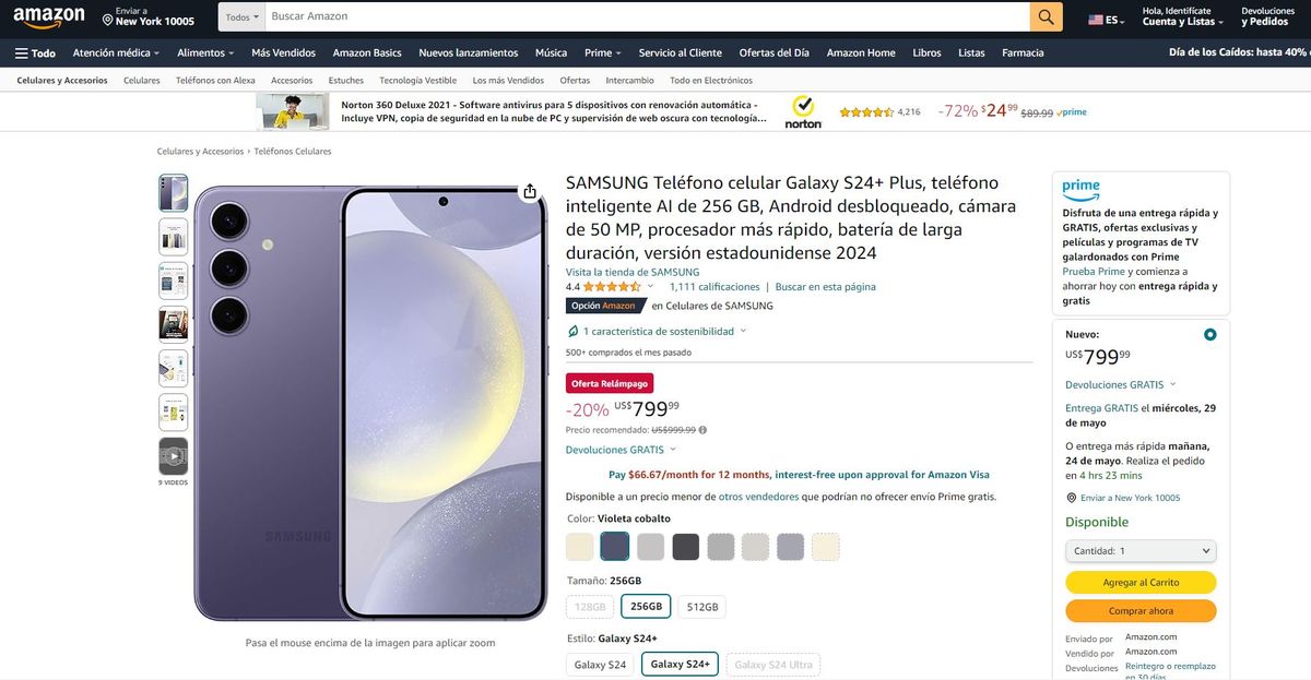 Amazon tiene el Samsung S24 Plus en oferta y es una imperdible oportunidad