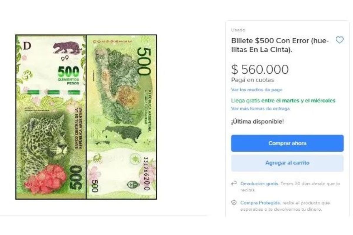 Pagan 560 mil pesos al suertudo propietario de este billete de 500 pesos