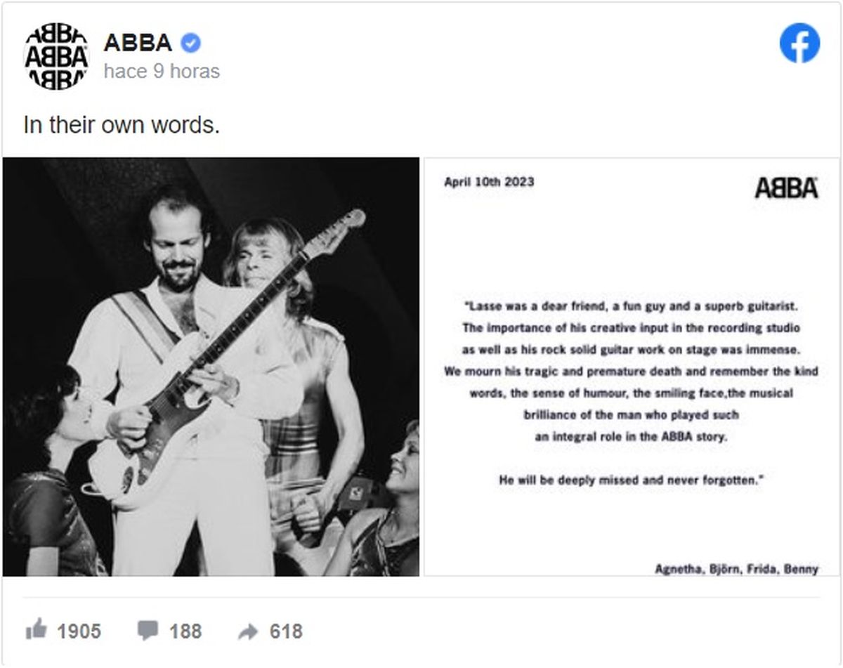 Murió a los 70 años Lasse Wellander, el ex guitarrista de ABBA