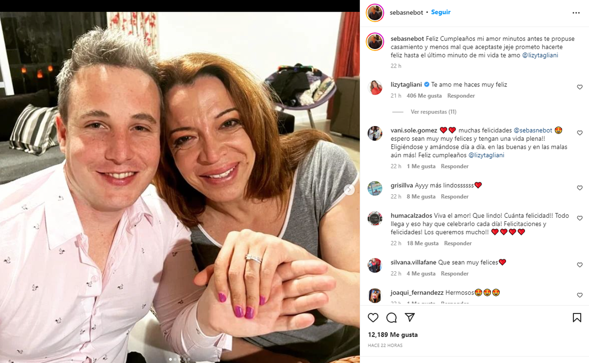 Lizy Tagliani se casa con el mendocino Sebastián Nebot