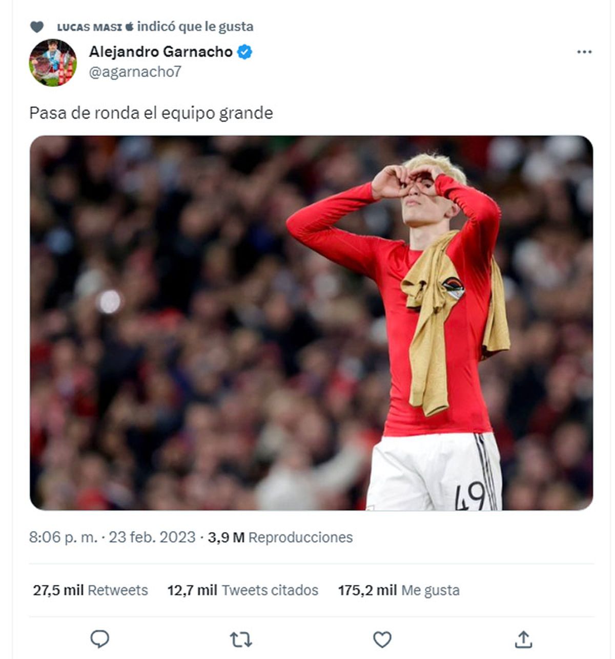 Alejandro Garnacho chicaneó al Barcelona tras el triunfo del Manchester ...