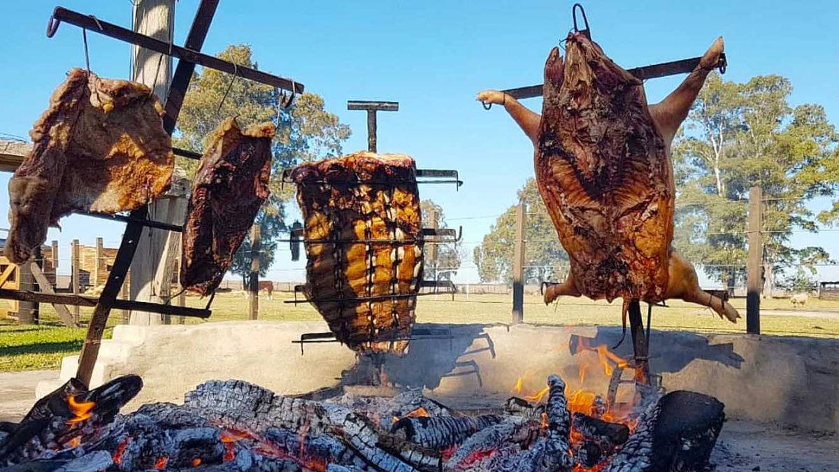 Asado argentino: parrillada libre con achuras, provoleta y papas fritas ...