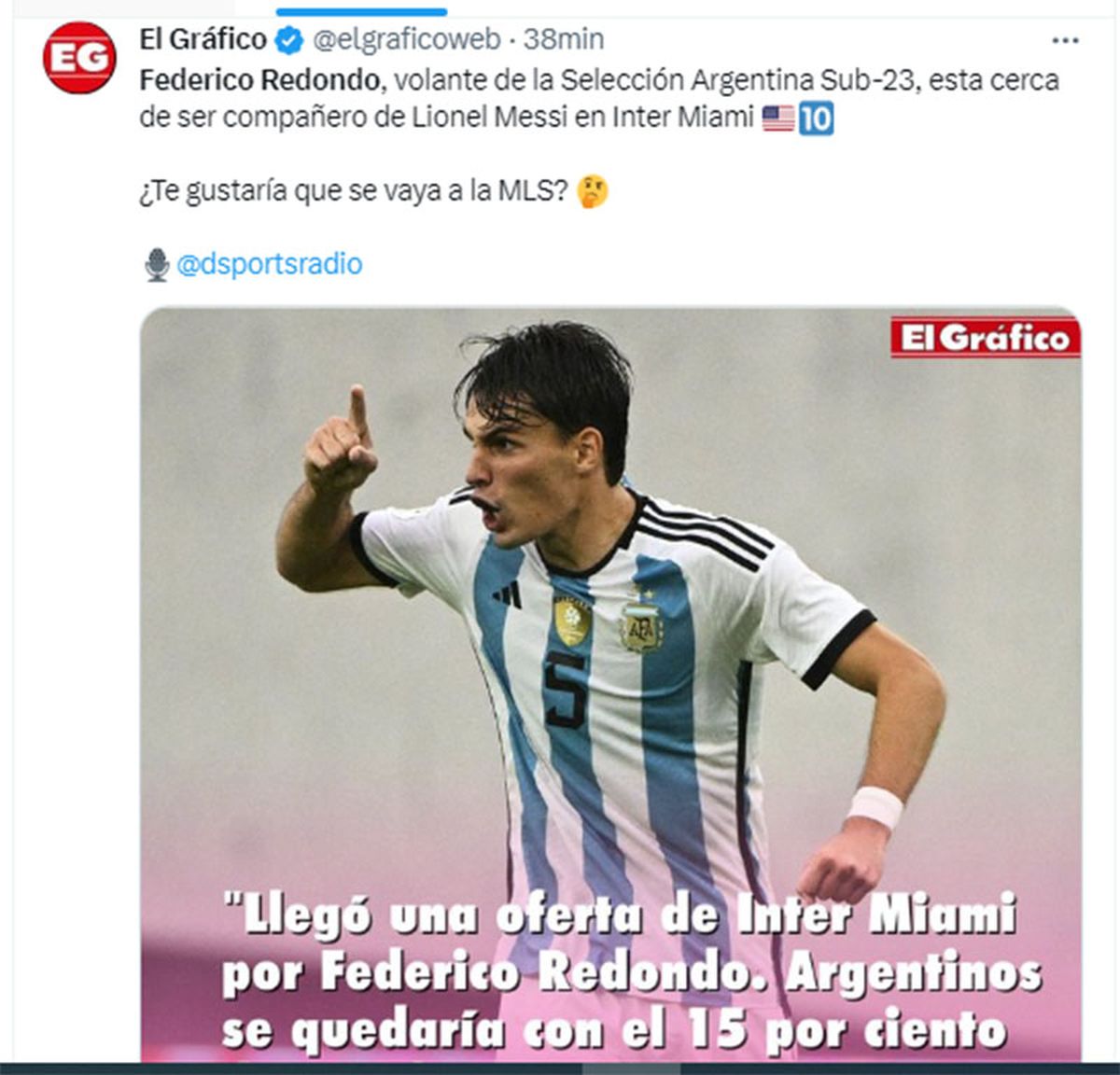 Los millones que dejaría la venta de Federico Redondo al Inter Miami