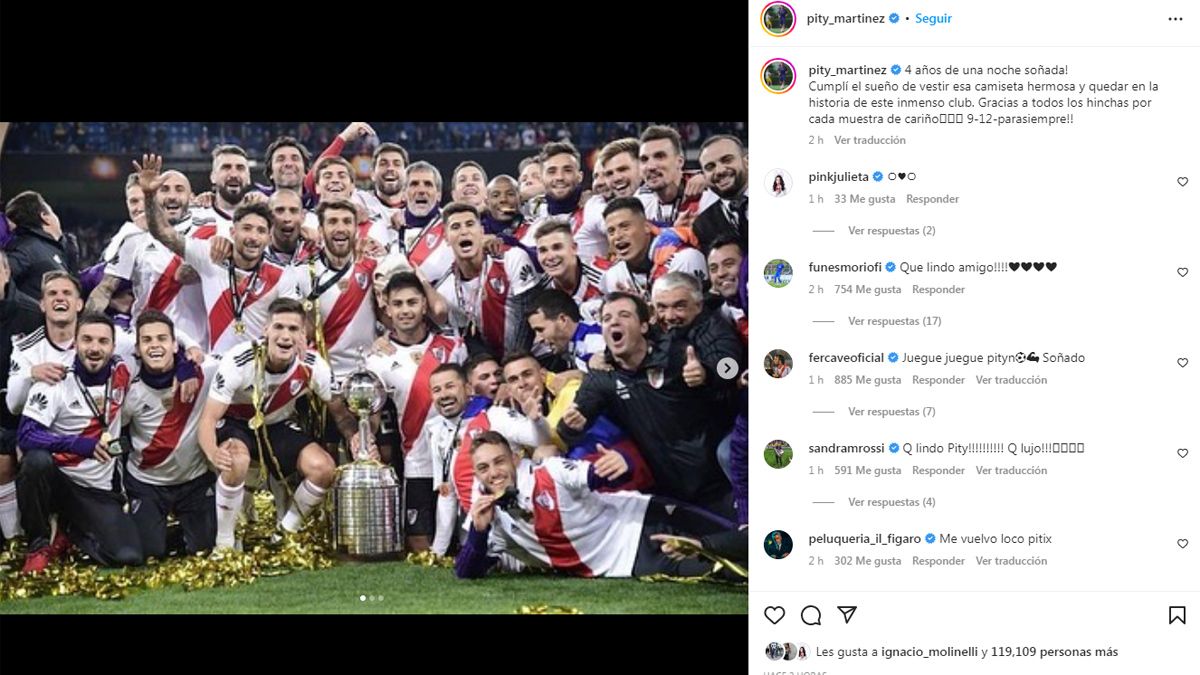 El Pity Martínez conmovió a todo River celebrando el 9 de diciembre