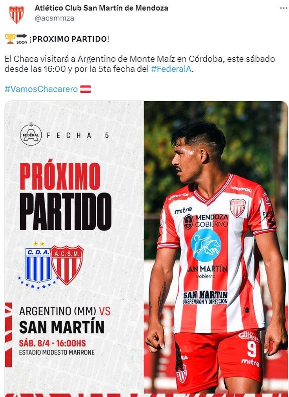 Marcelo Arguello, feliz por darle el triunfo al Atlético San Martín