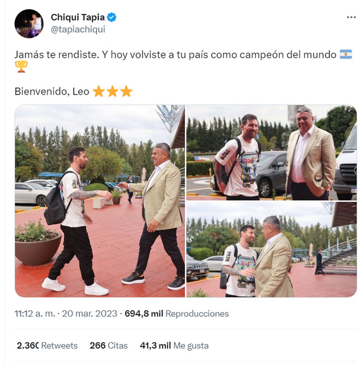 La gran frase de Chiqui Tapia para recibir a Lionel Messi en el predio de la AFA