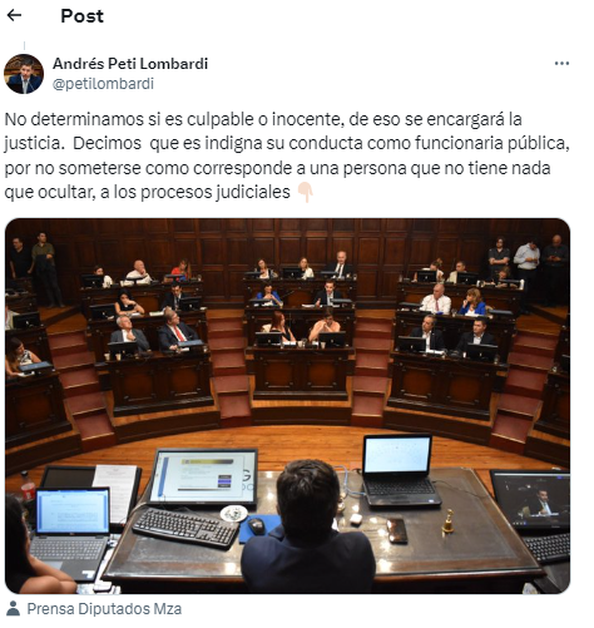 Andrés Lombardi dijo de Janina Ortiz que es indigna su conducta