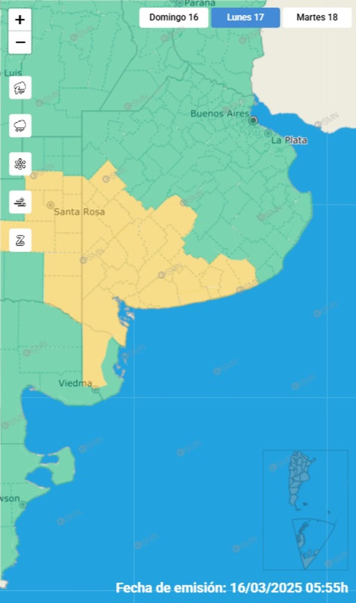 Alerta amarilla por fuertes tormentas en Bahía Blanca este lunes