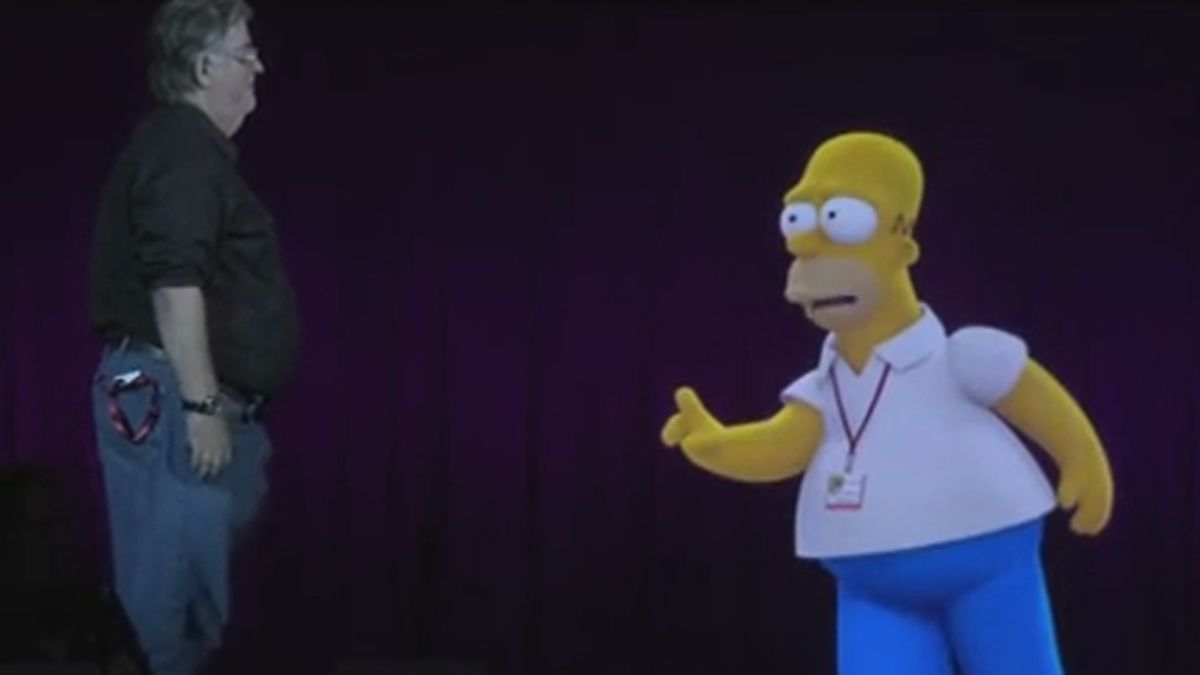 Video: Homero Simpson interactuó con su creador