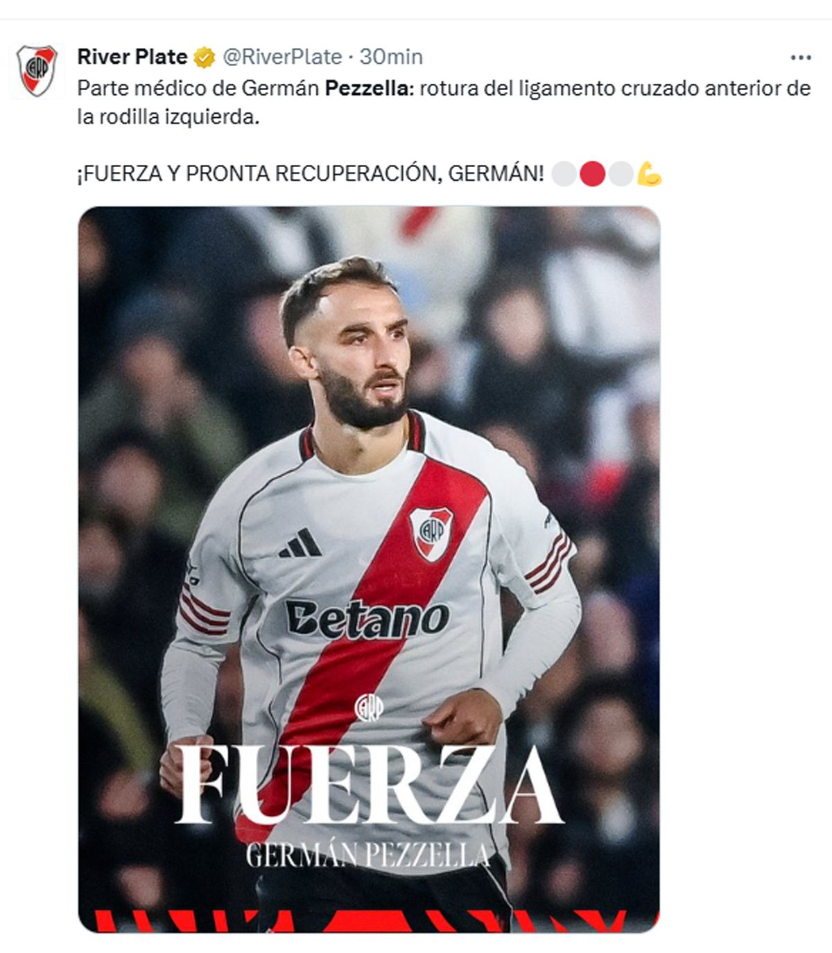 River confirmó la grave lesión de Germán Pezzella y rearma su defensa ...