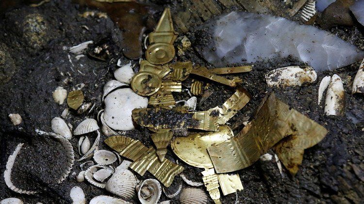 Encontraron un lobo cubierto de oro