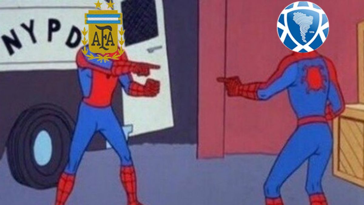 La AFA reclamándole a la Conmebol es el meme de los Spiderman