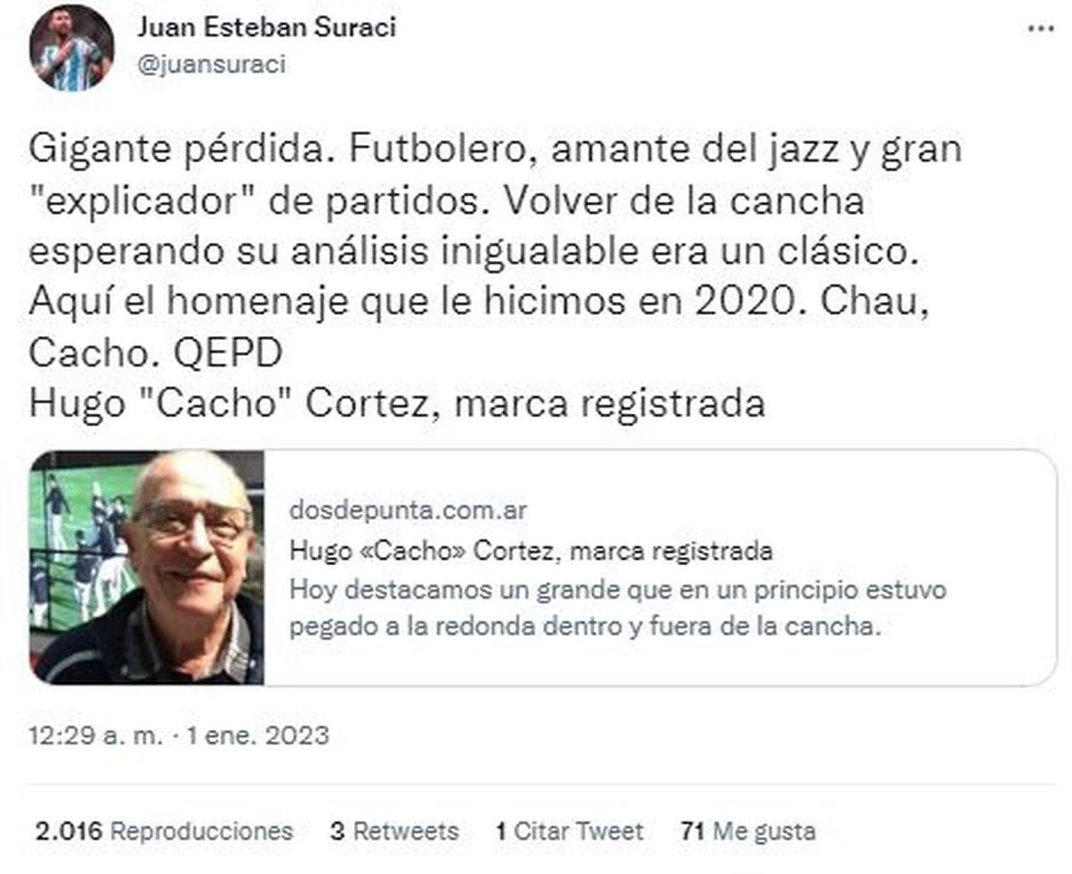 Hugo Cacho Cortez fue despedido con gran dolor en las redes sociales