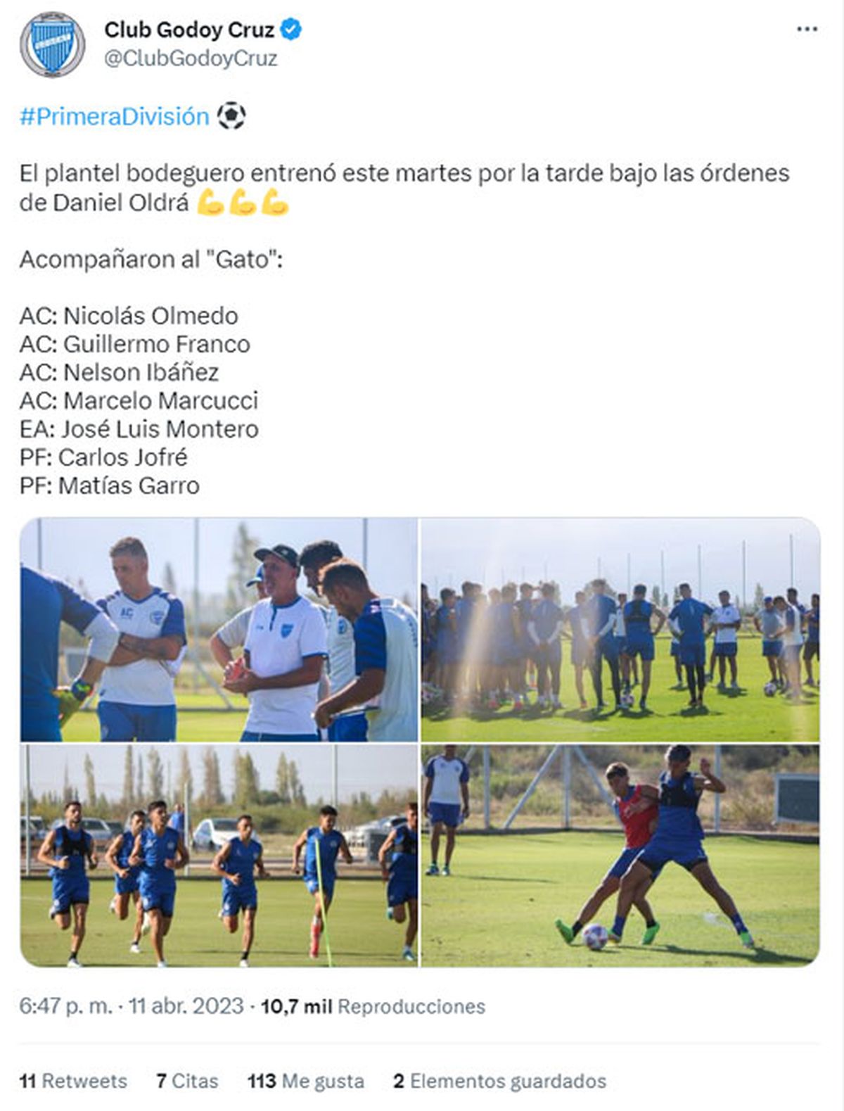 El Gato Oldrá volvió a ponerse el overol en Godoy Cruz