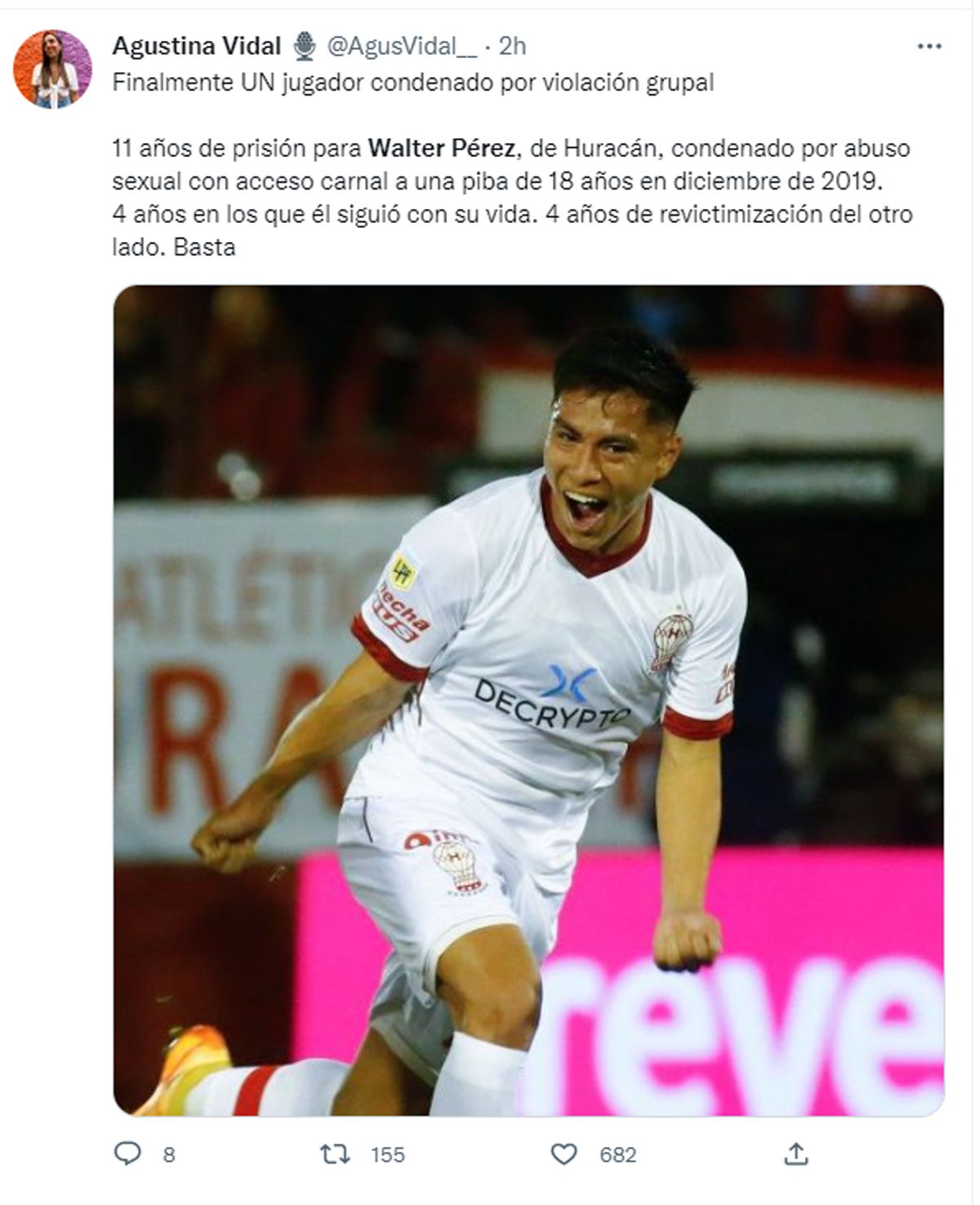 Walter Pérez, jugador de Huracán, condenado por abuso sexual