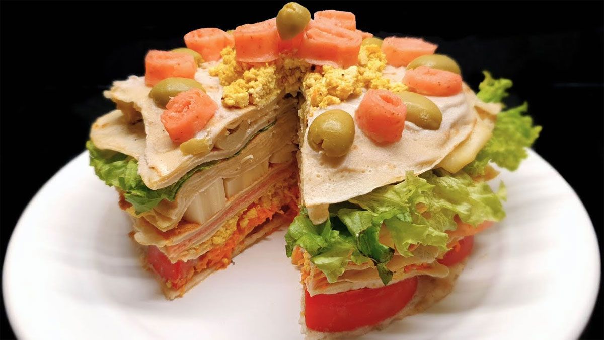 Receta fácil de torre de panqueques delicioso