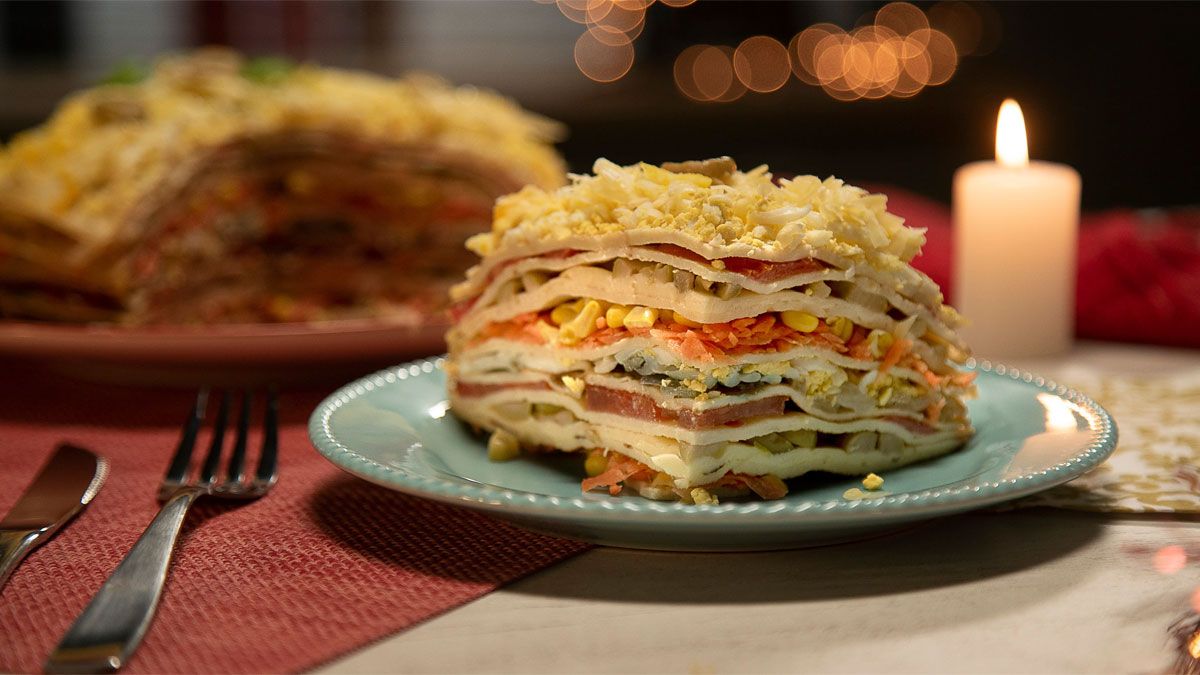 Receta fácil de torre de panqueques delicioso