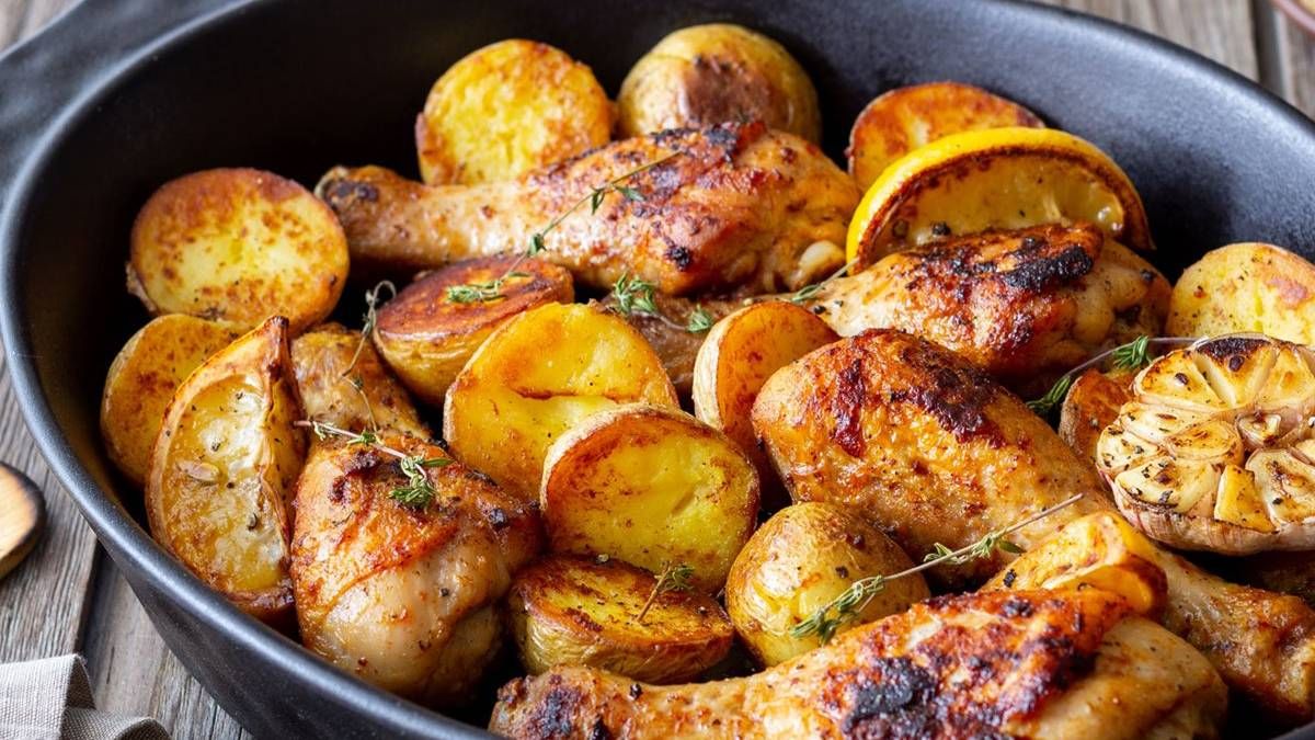 Pollo al horno con papas, la receta riquísima y rápida con 5 ingredientes