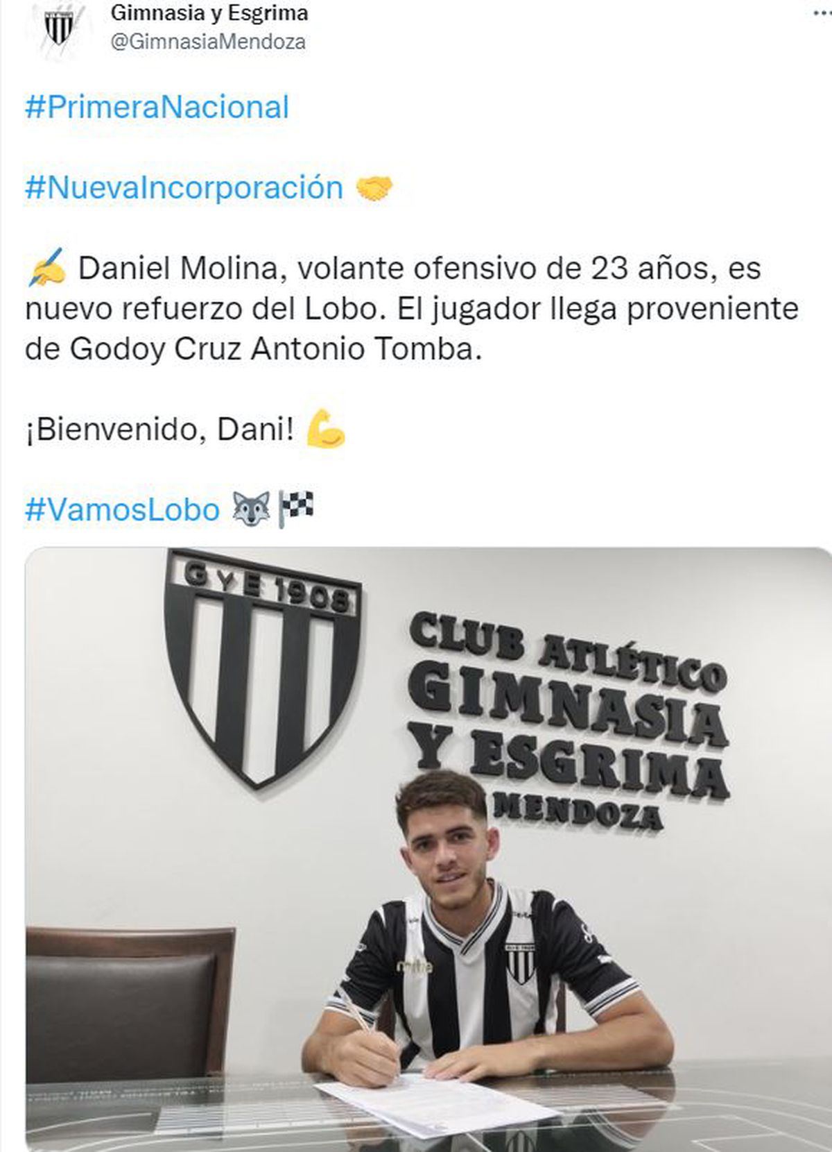 Gimnasia y Esgrima oficializó la llegada de Daniel Molina